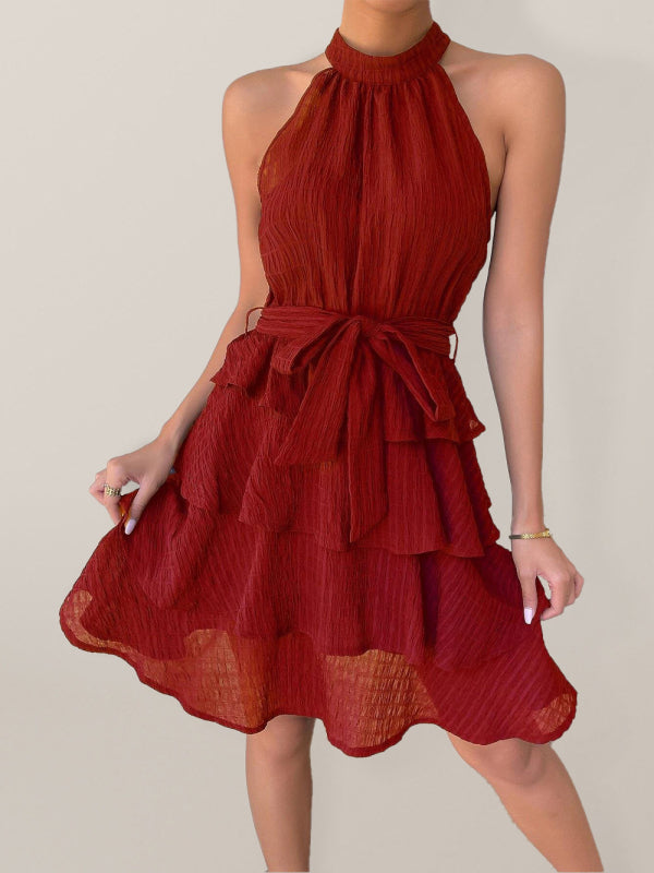 Sleeveless Ruffled Dress With Pleated Fabric – Haus of Fuse